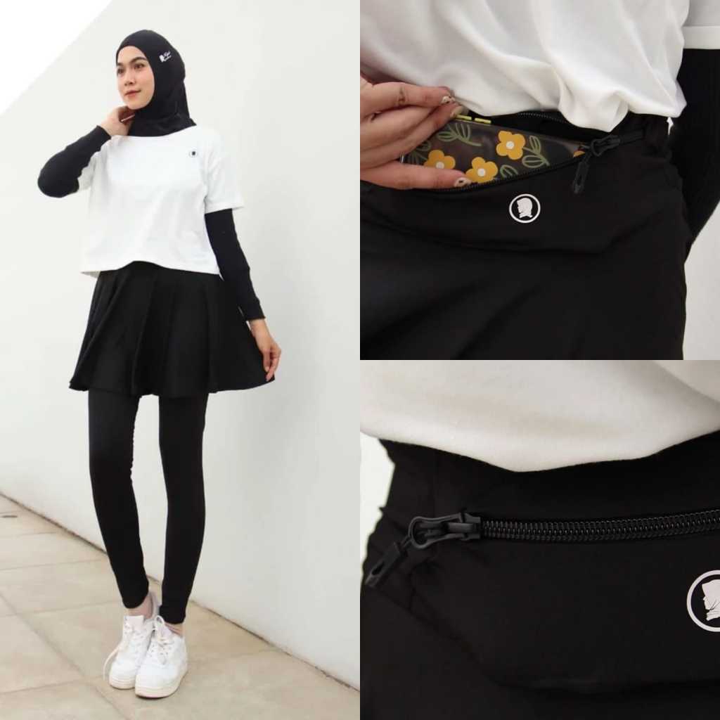 Jual Legging Rok Olahraga Wanita Lejing Rok Pocket Kantong Ziper Sport ...