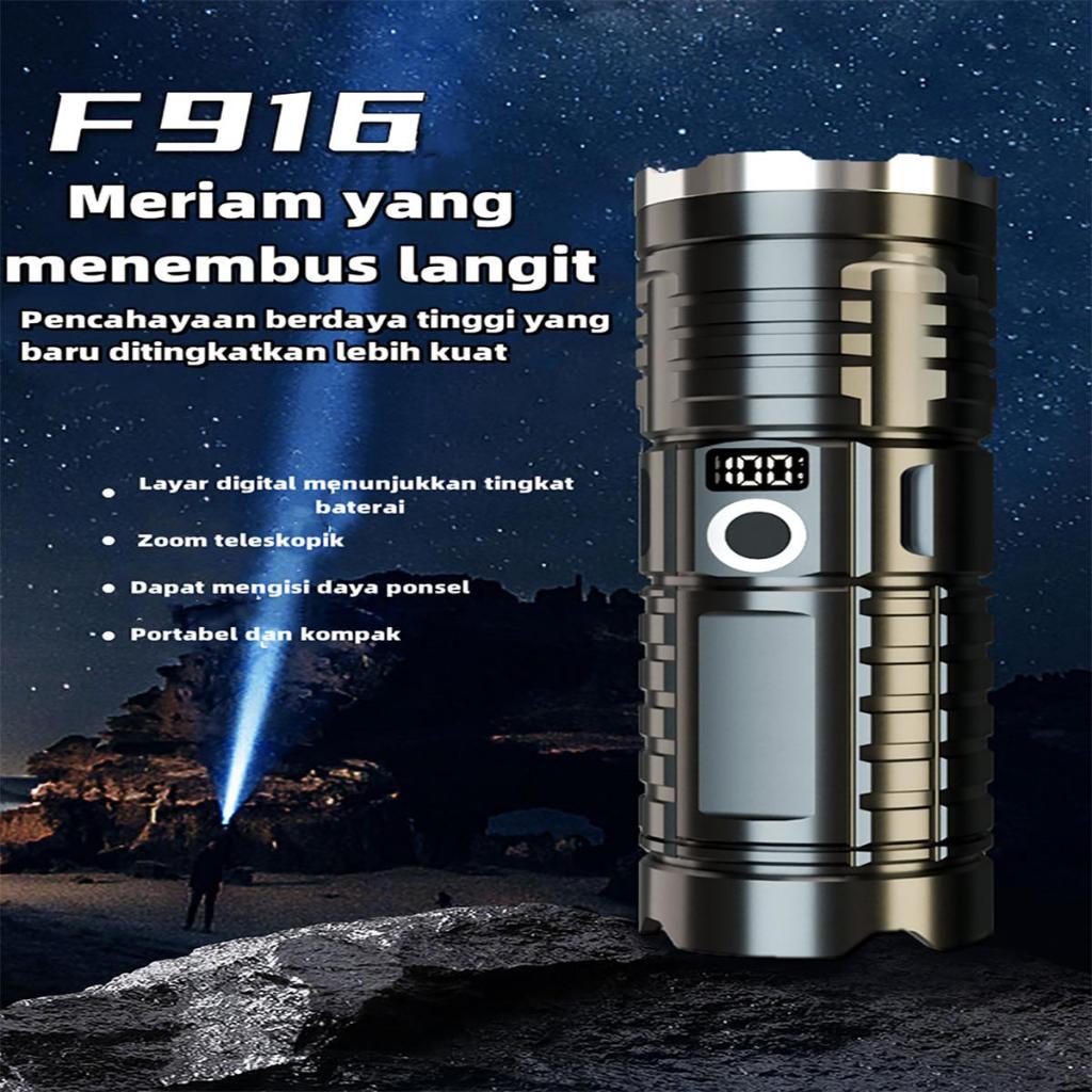 Jual Senter f916 baru telah ditingkatkan dengan baterai lithium berkapasitas besar, yang dapat ...