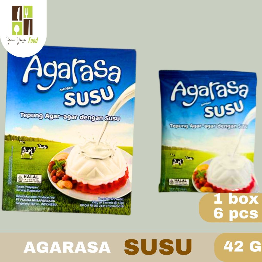 Jual Nutrijel Agarasa/Agar-Agar Rasa Susu 42 g 1 BOX / 6 PCS / SACHET ...