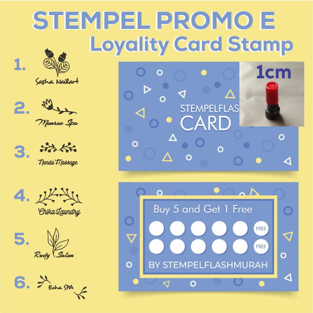 Jual stempel promo E 1,5cm kartu nama toko member custom spa massage ...