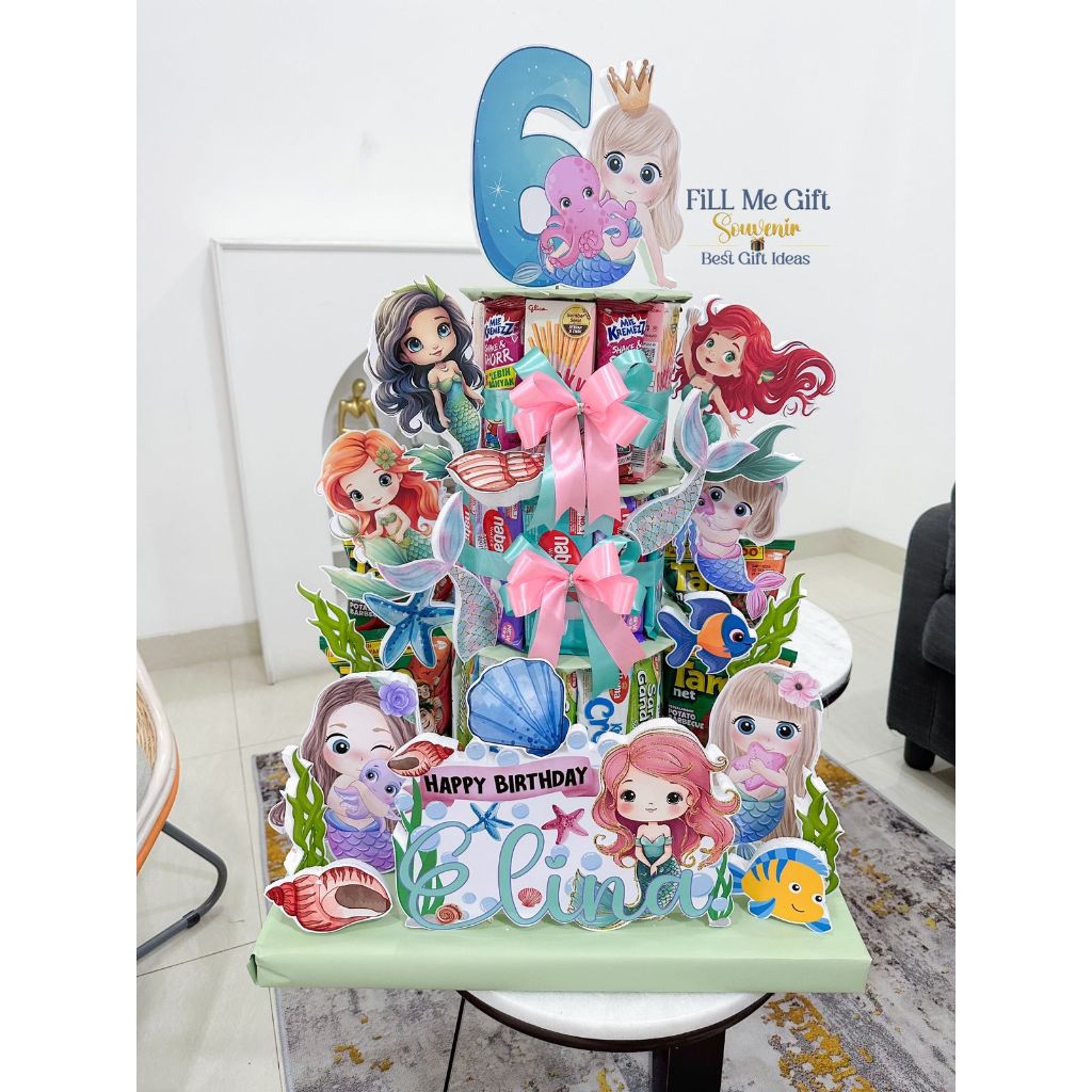 Jual JT - Mermaid Snack Tart Tower Cake Birthday / Kue Cemilan Snack ...