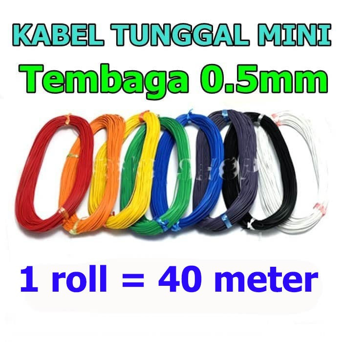 Jual Kabel Tunggal Mini Tembaga 0,5mm 1 roll = 40 Meter - kabel engkel ...