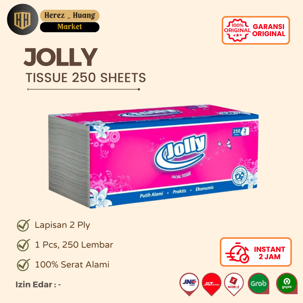 Jual JOLLY 250 Sheets Tissue Facial Soft 2Ply , Tisu Wajah 2 Ply Jolly ...
