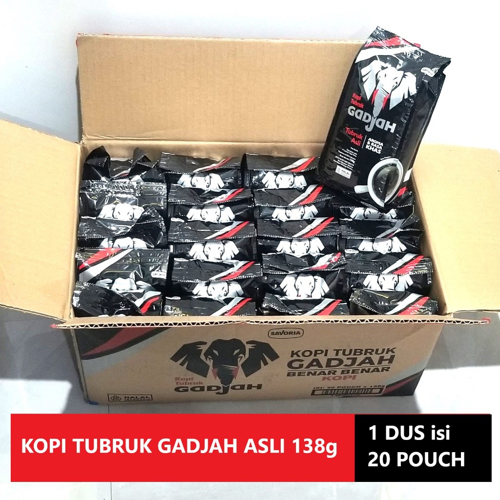 Jual Kopi Tubruk Gadjah asli 138g - 1 DUS isi 20 pouch @ 138g | Shopee Indonesia
