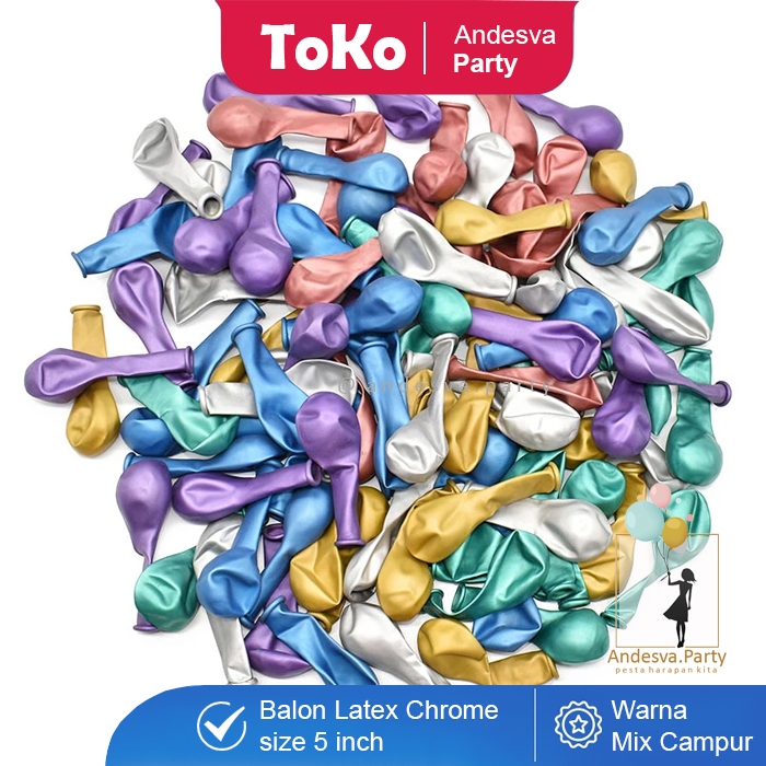 Jual Balon Chrome 5 inch / balon metalik CHROME dekor latex 5 inch ...