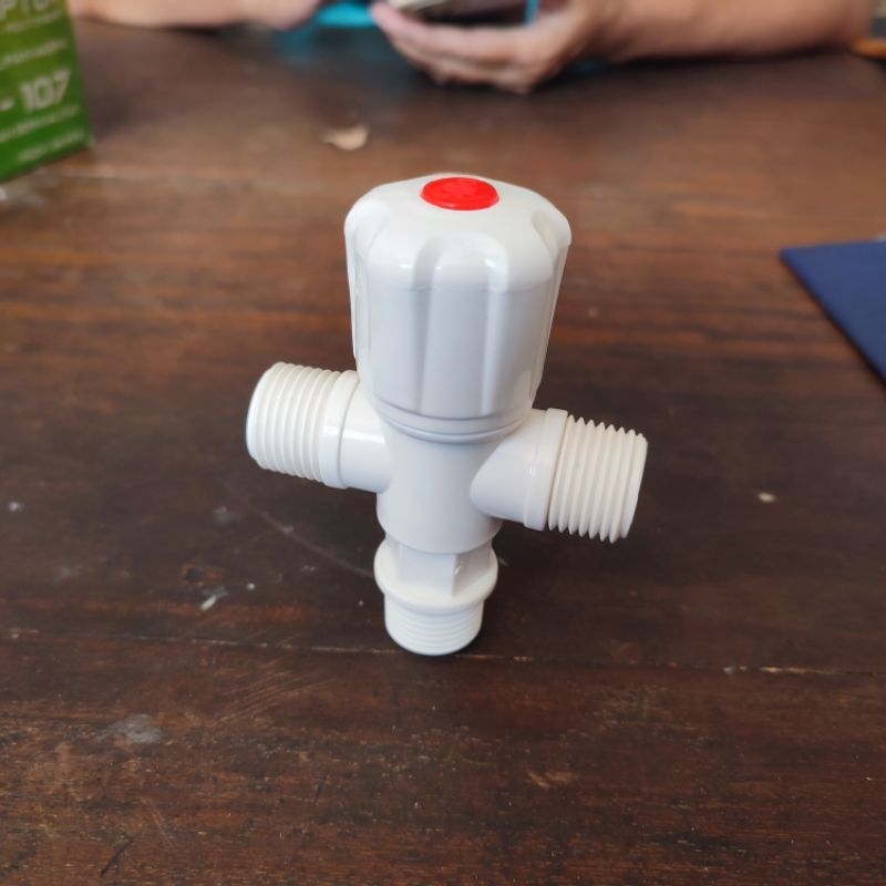 Jual Stop Kran Toilet dobel 1/2 inch PVC plastik cabang 2 cebok | Shopee Indonesia