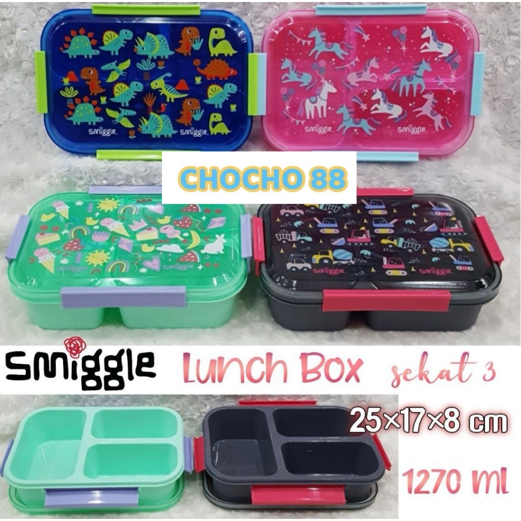 Jual Tempat Makan Smiggle Lunch Box Sekat 3 Leakproof Kotak Makan Anti ...