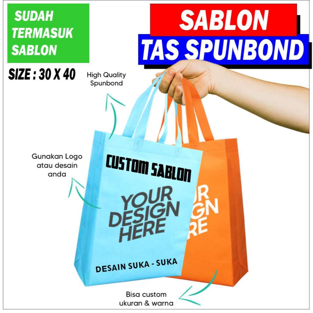 Jual TAS SPUNBOND 30 x 40 (SABLON COSTOM) UNTUK TAS SOUVENIR, SYUKRAN ...