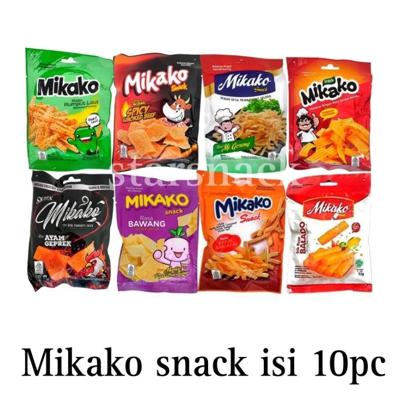 Jual Mikako Snack / mikako renceng Snack aneka rasa isi 10 pcs @18 gram ...