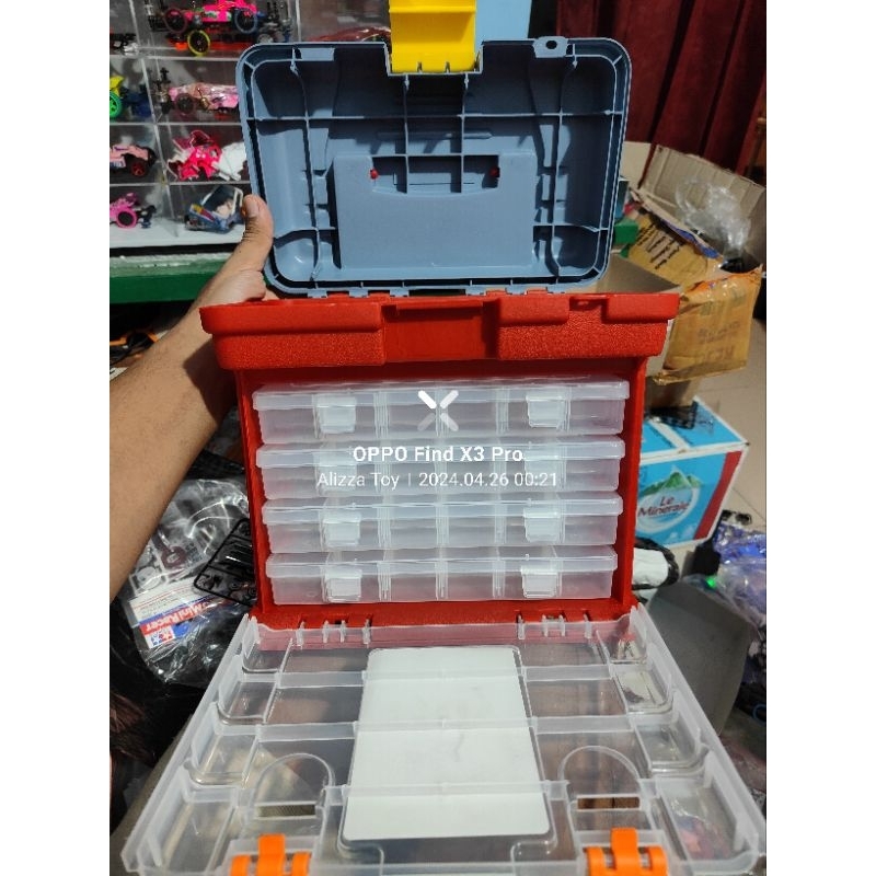 Jual Tamiya Tool Box Krisbow Merah / Box Tamiya 4 Layer Organizer ...