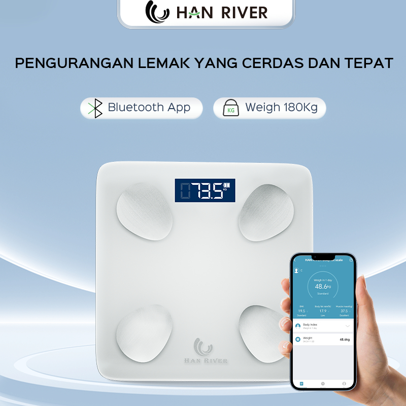 Jual HAN RIVER Timbangan Badan Digital Timbangan Digital Body Fat 180KG ...