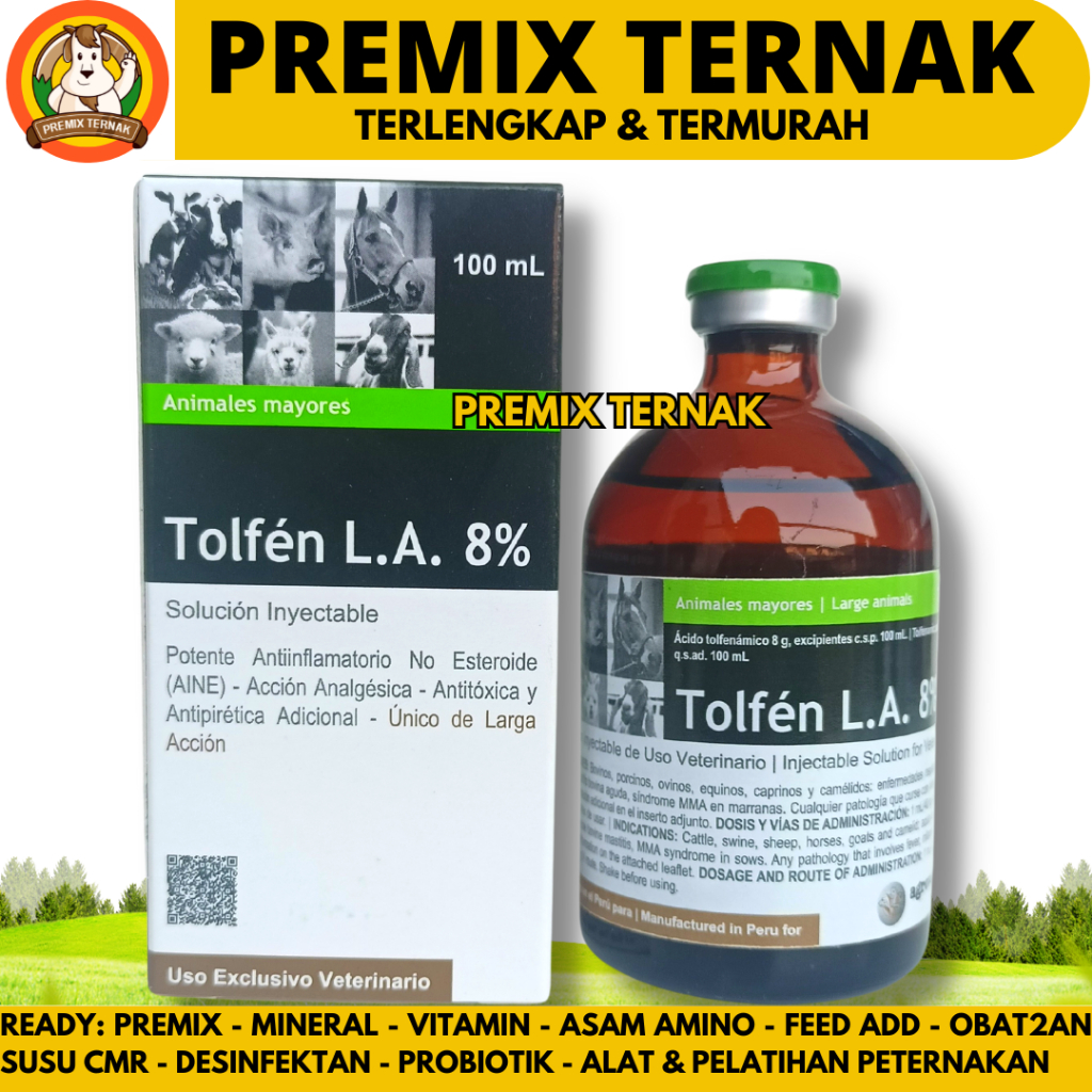 Jual TOLFEN LA 100ML AGROVET - Tolfenamic Acid Obat Anti Radang ...