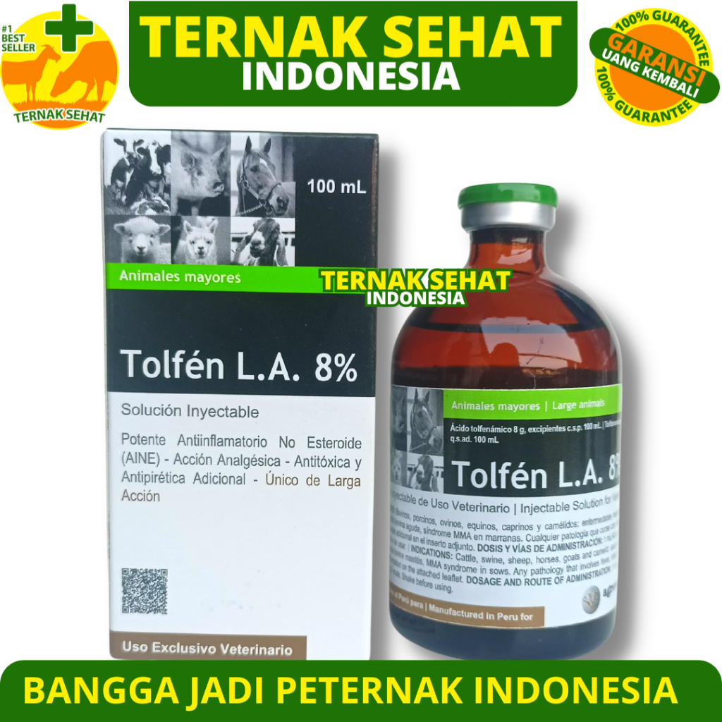 Jual TOLFEN LA 100ML AGROVET - Tolfenamic Acid Obat Anti Radang ...