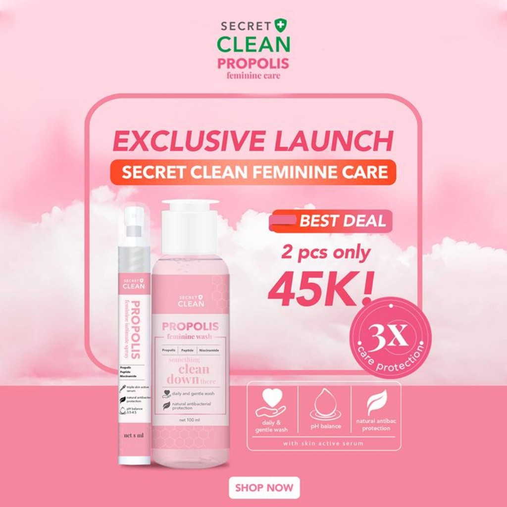 Jual PAKET 2in1 Feminine Wash dan Spray Secret Clean Paket Propolis ...