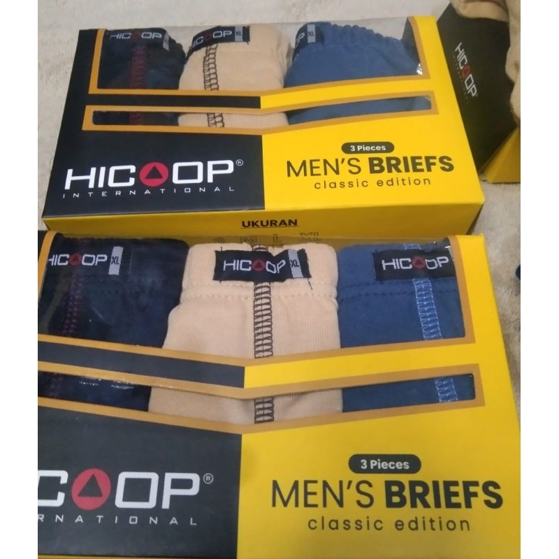Jual celana dalam hicoop kotak kuning 3in1 size M L XL 1kotak | Shopee ...