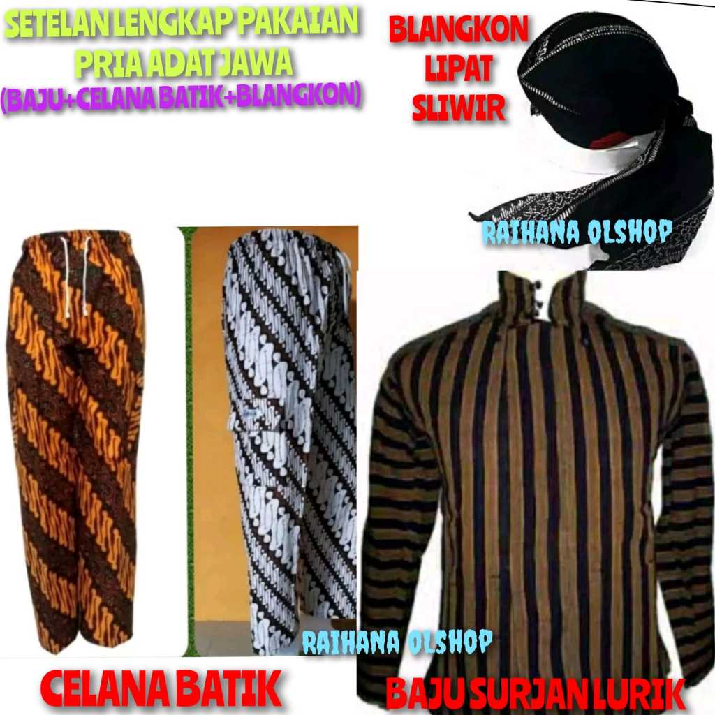 Jual SETELAN PAKET BAJU ADAT JAWA PRIA | SURJAN LURIK COKLAT HITAM + CELANA BATIK + BLANGKON ...