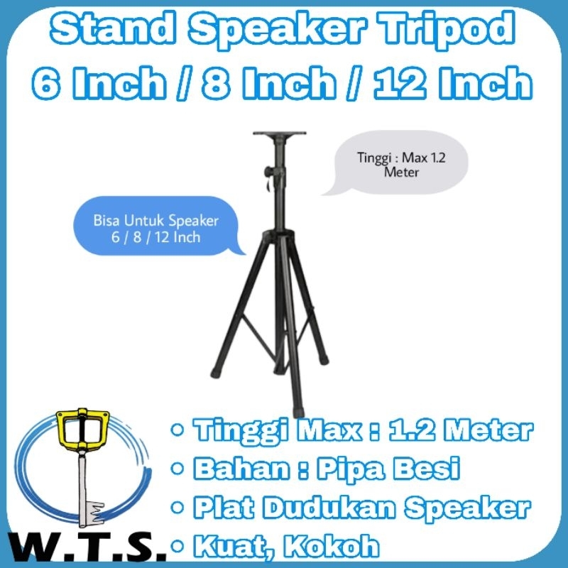 Jual Stand Speaker Tripod Pasif Aktif 8/10/12 Inch Tinggi Max 1.8 Meter ...
