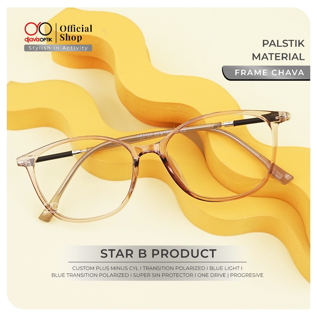 Jual DJAVA OPTIK - Frame Chava - Kacamata Semi Cat Eye Plastik Kokoh Star B Supersin Bluelight ...