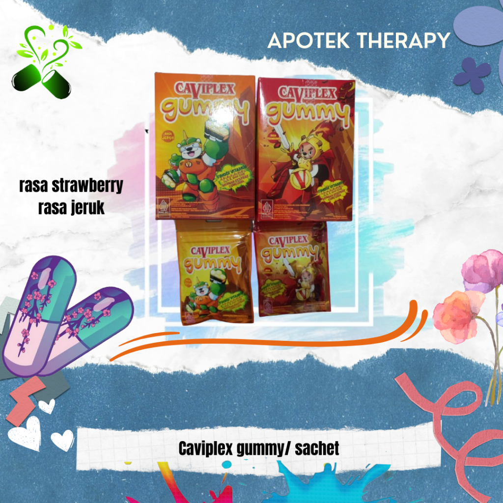Jual Caviplex Gummy / sachet rasa jeruk dan strawberry | Shopee Indonesia