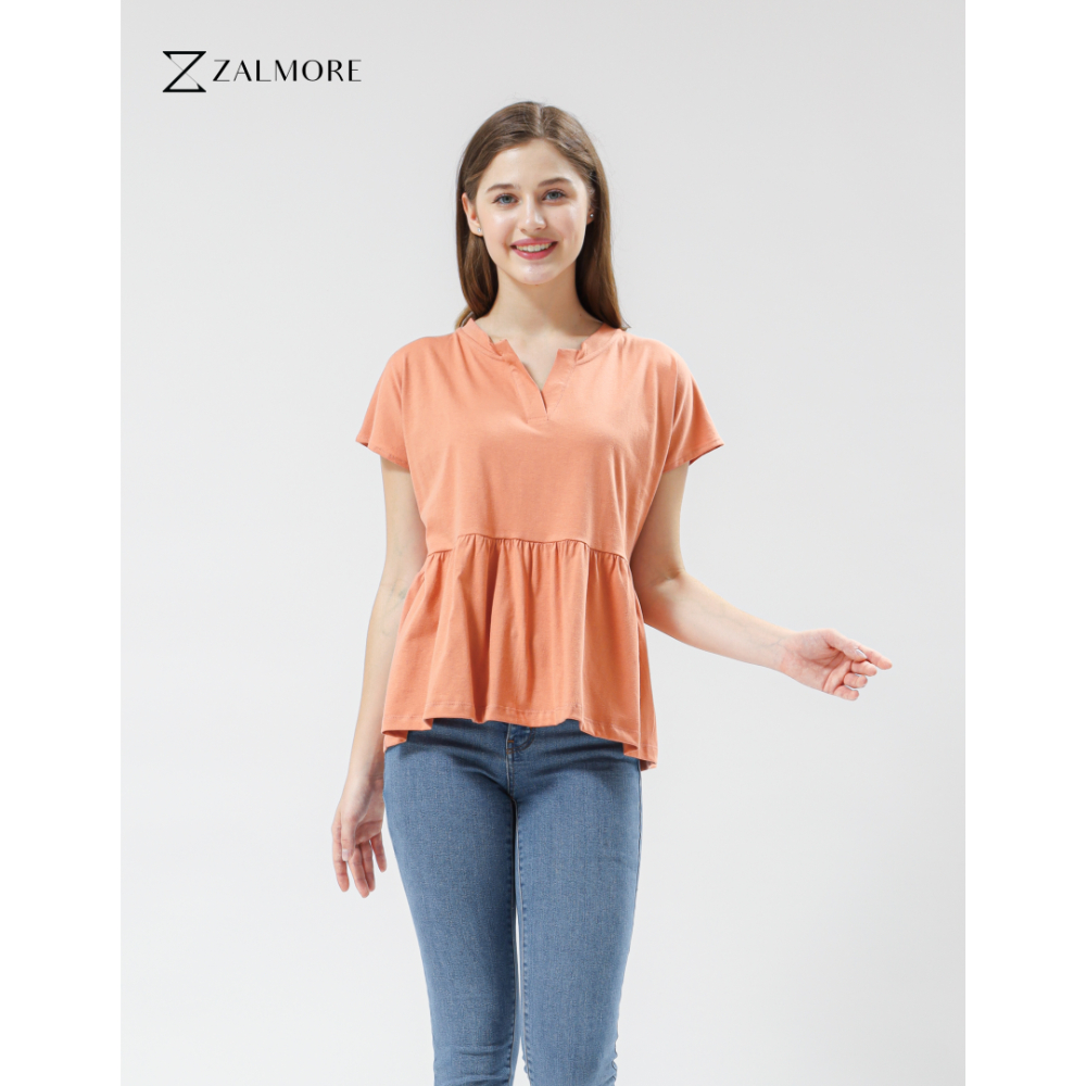Jual Zalmore Vneck Loose Peplum Top Premium Cotton - Atasan Wanita ...