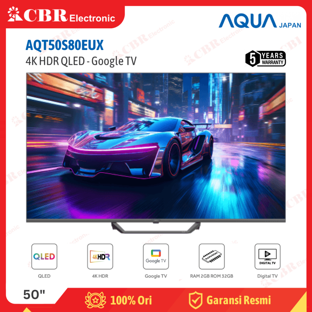 Jual TV AQUA 50 Inch LED AQT50S80EUX (4K UHD QLED-Google TV) | Shopee Indonesia