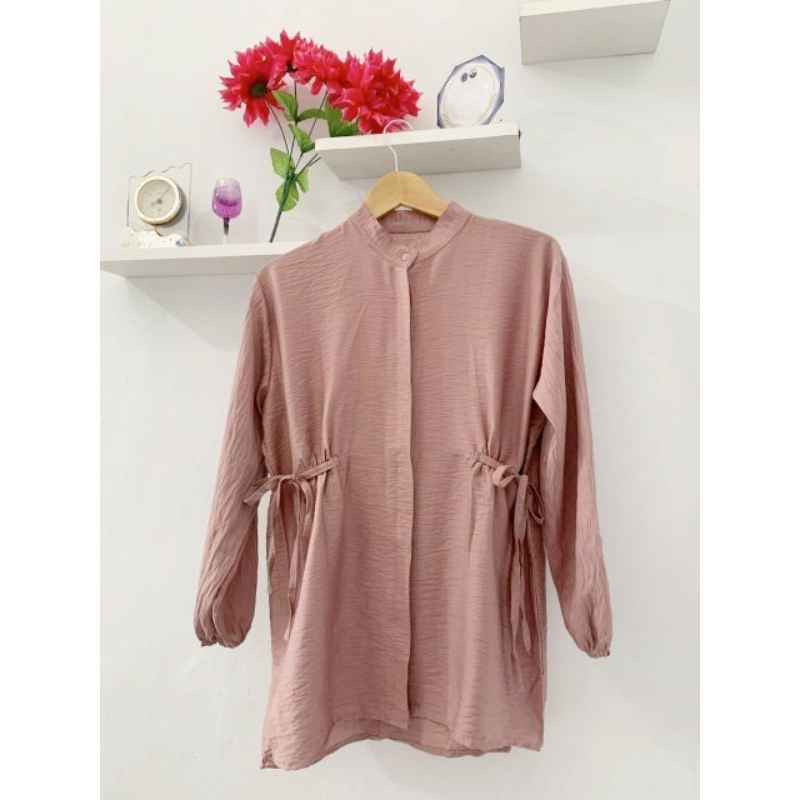 Jual ALESA Blouse Semi Tunik Polos Linen Premium | Shopee Indonesia