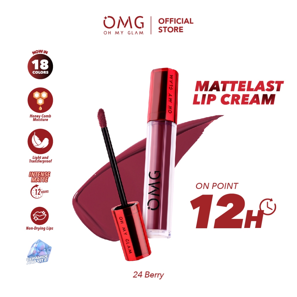 Jual OMG OH MY GLAM Mattelast Lip Cream 24 Berry 2.9 g - Lip Cream Matte Dengan Warna Intense ...