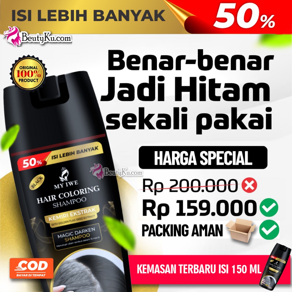 Jual MYIWE HAIR Coloring Shampoo MY IWE Penghitam Rambut Putih ...