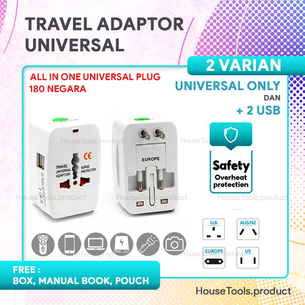 Jual Travel Adaptor Universal Internasional dan USB / Colokan Converter ...