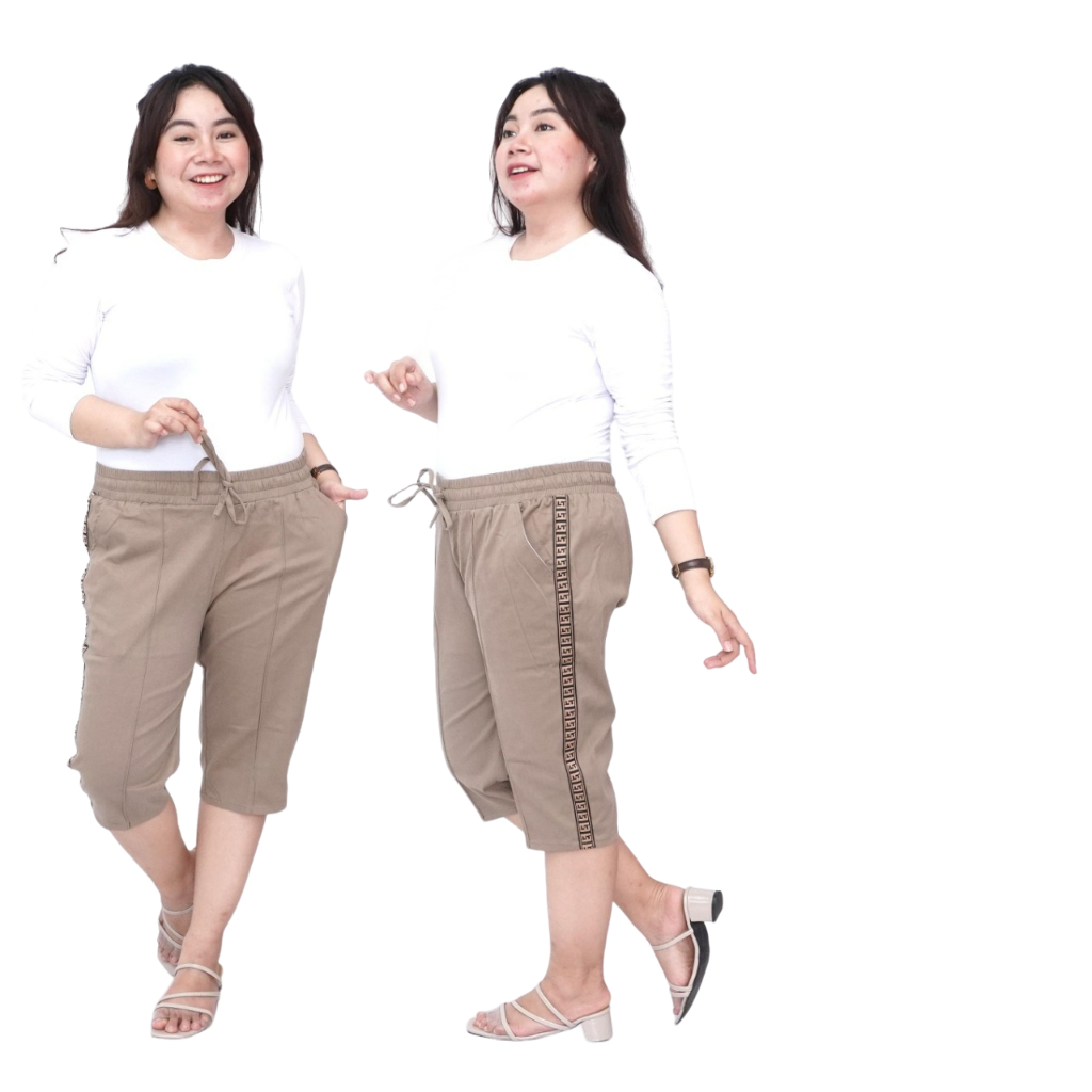 Jual Putri Nasya - Celana Big Size Pendek 7/8 Ukuran 8L,6L,5L,4L,2L,XL,S fit to L Warna Cream ...