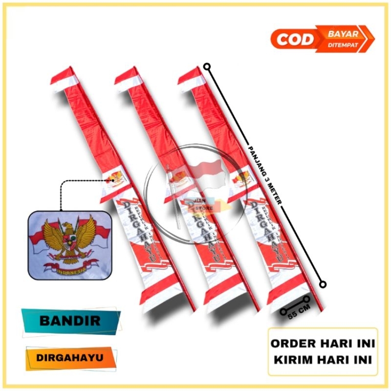 Jual Bendera Umbul Umbul Bandir Dirgahayu Merah Putih Garuda 3 Meter | Shopee Indonesia
