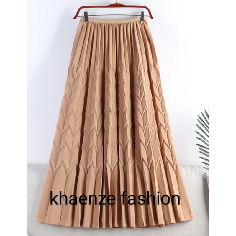Jual rok plisket daun padi maxi rok plisket premium rok plisket nyaman rok plisket panjang Hitam ...