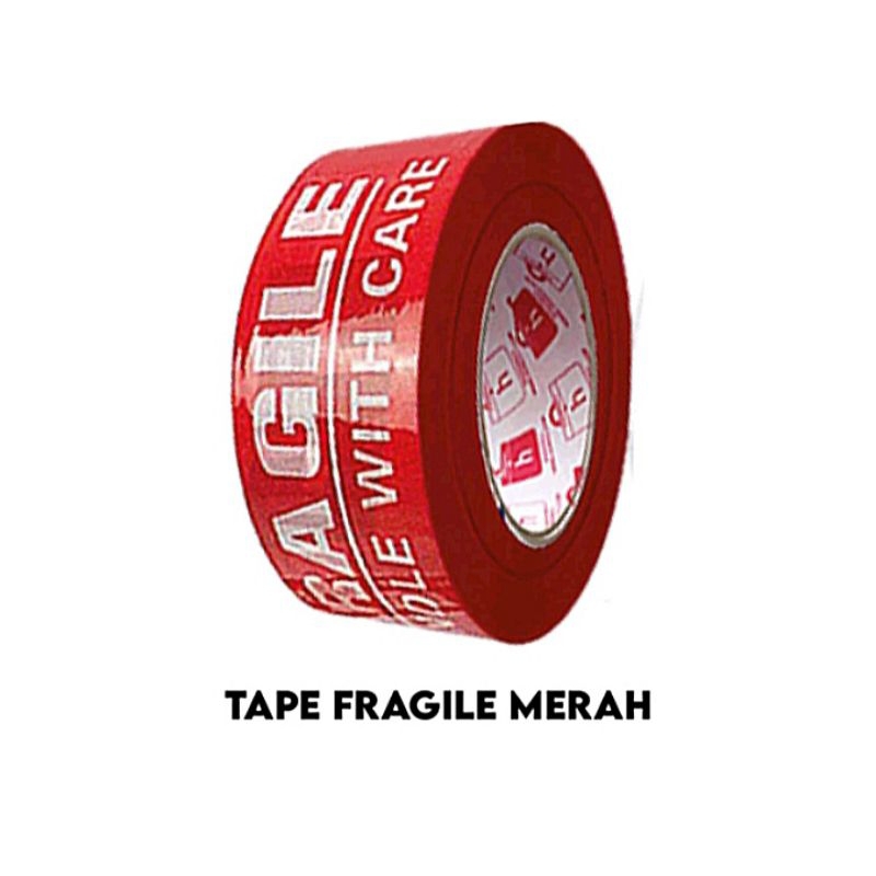 Jual LAKBAN FRAGILE MERAH PUTIH 48MM x 50Y ISOLASI JANGAN DIBANTING ...