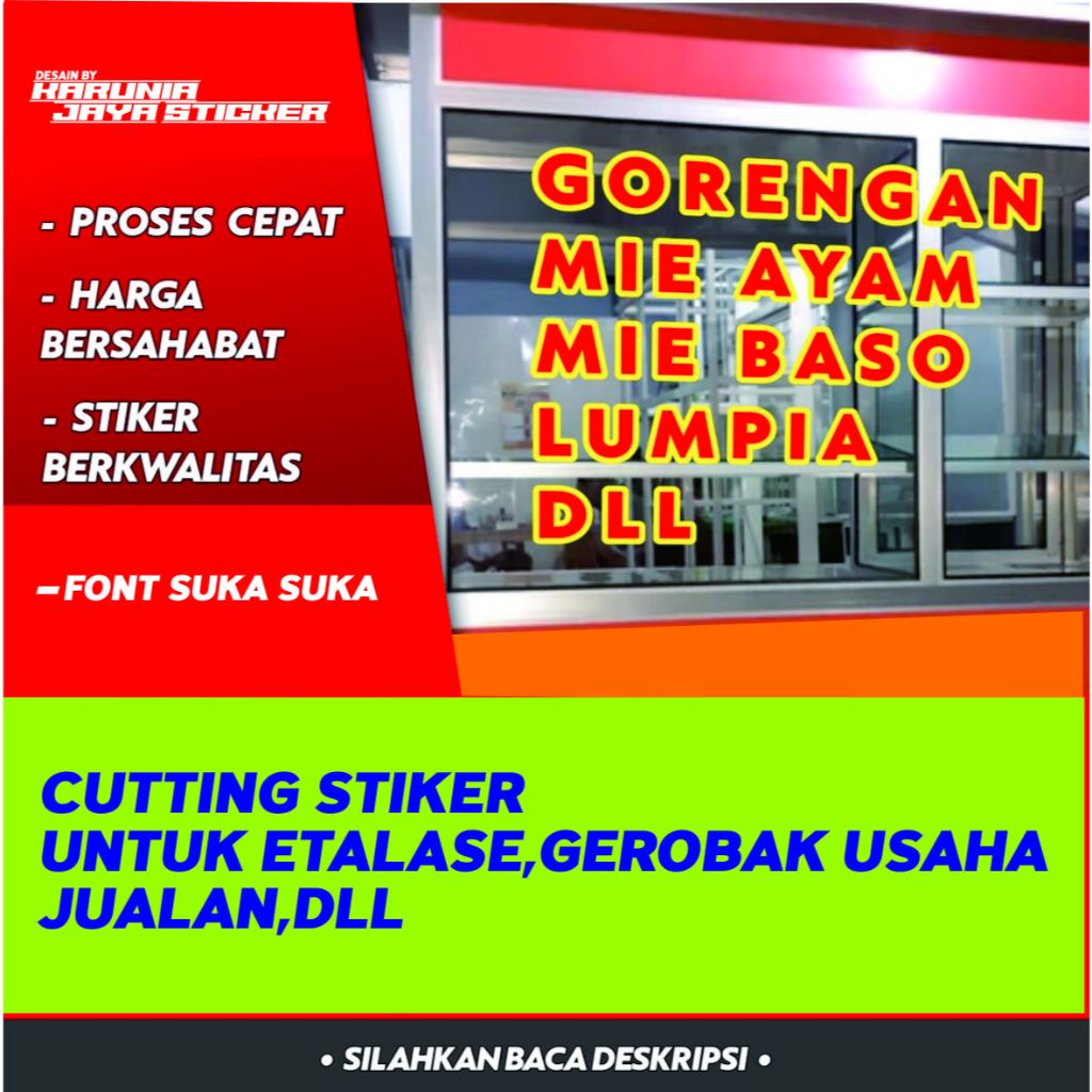 Jual Stiker Kaca Usaha Jualan Cutting Sticker Huruf Etalase grobak ...