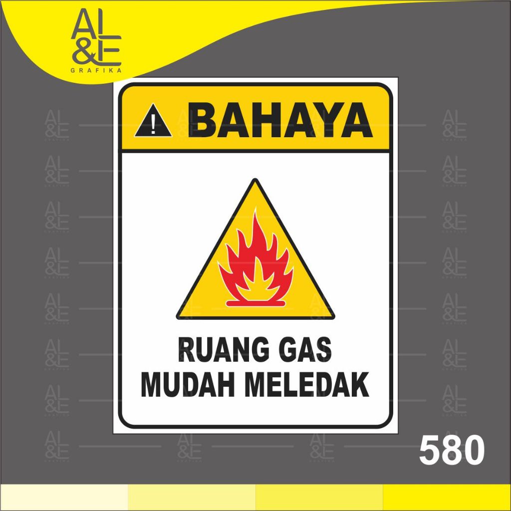 Jual 580 - Stiker Bahaya Ruang Gas Mudah Meledak, Sticker Vinyl ...