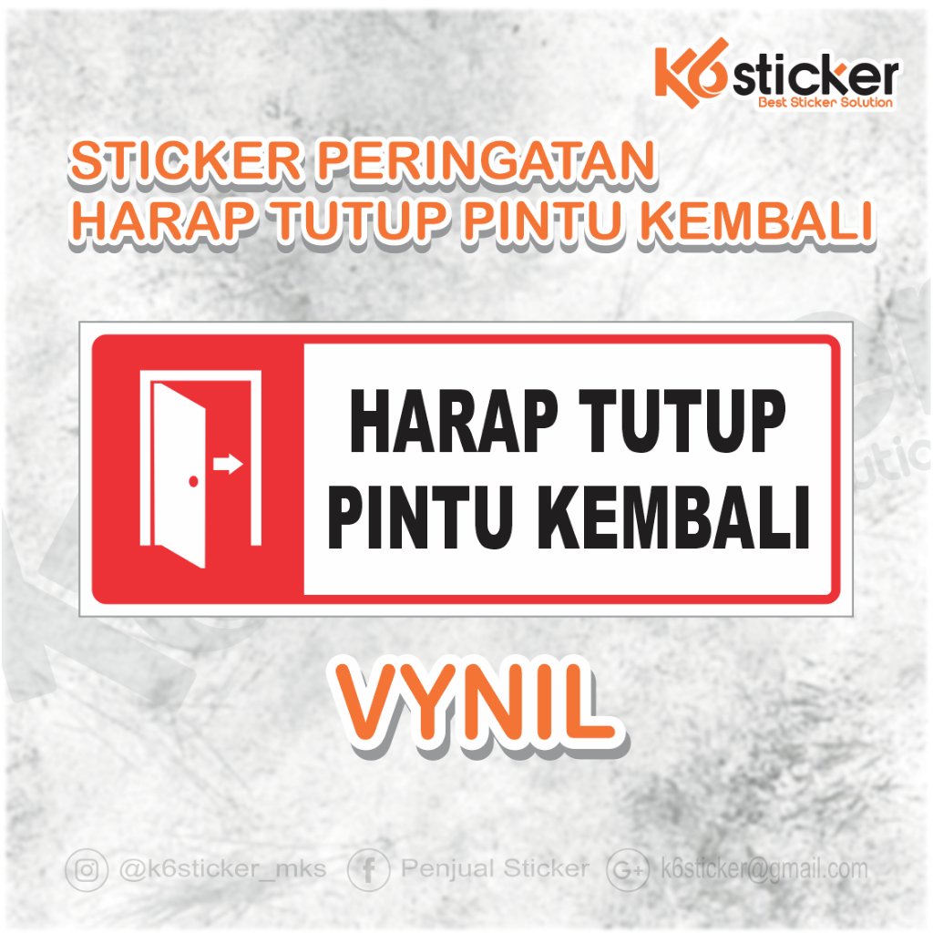 Jual Stiker Marka Sign Harap Tutup Pintu Kembali Sticker Rambu 21cm x ...