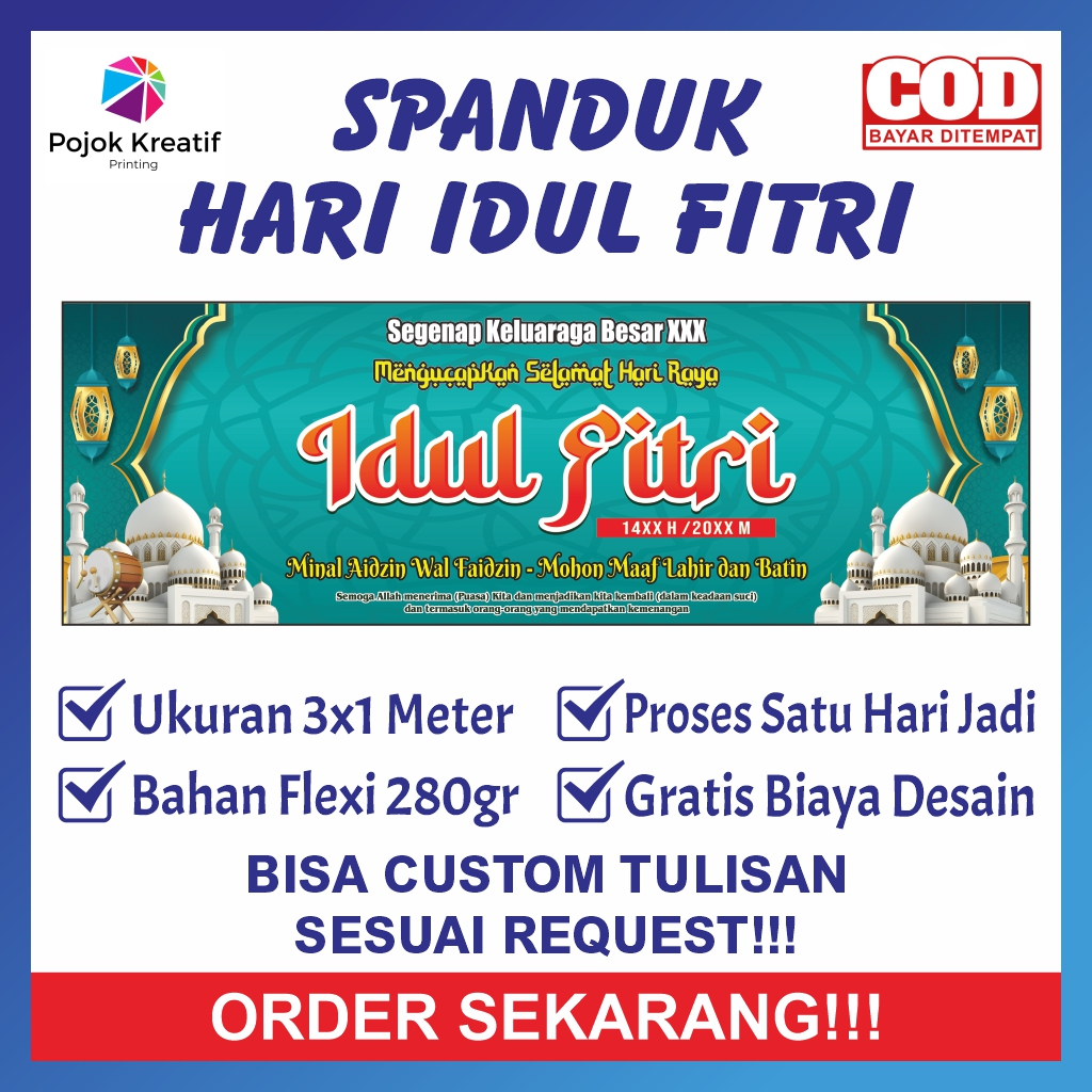 Jual SPANDUK BANNER EVENT ACARA HARI RAYA IDUL FITRI 3x1 Meter TERBARU ...