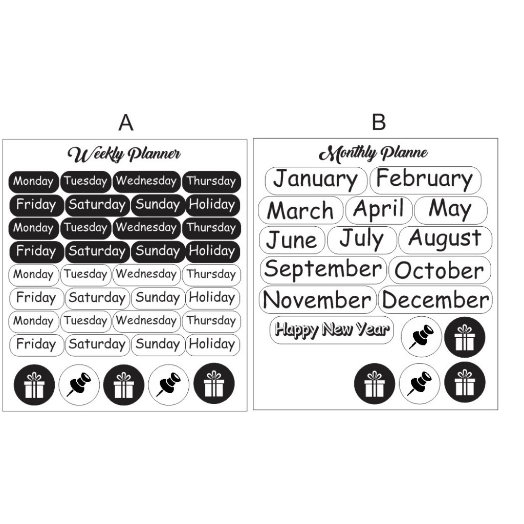 Jual Sticker alphabet huruf aestehetic bujo planer journal hitam putih ...