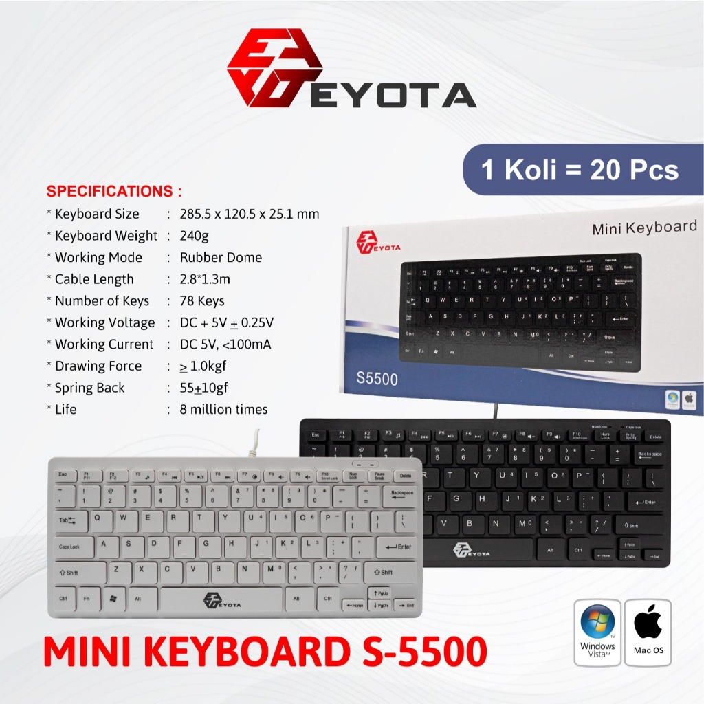 Jual EYOTA KEYBOARD MINI HITAM S5500 KOMPUTER LAPTOP MONITOR | Shopee ...