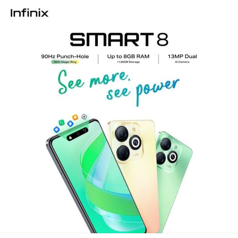 Jual INFINIX SMART 8 RAM 4/128 GB | Up to 8 GB Extended RAM | Magic Ring Puch Hole Display ...