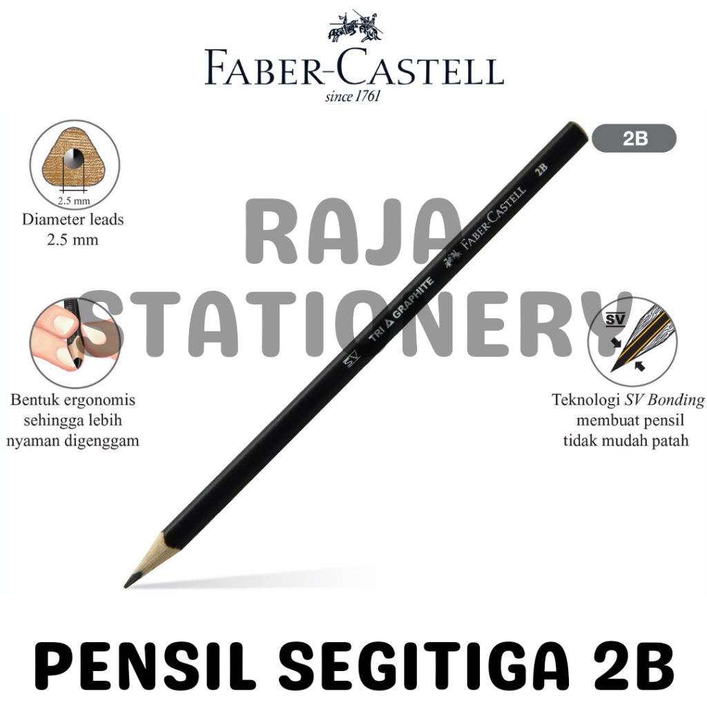 Jual Faber Castel TRIANGULAR Pencil 2B Graphite Tri Black / Pensil Kayu ...