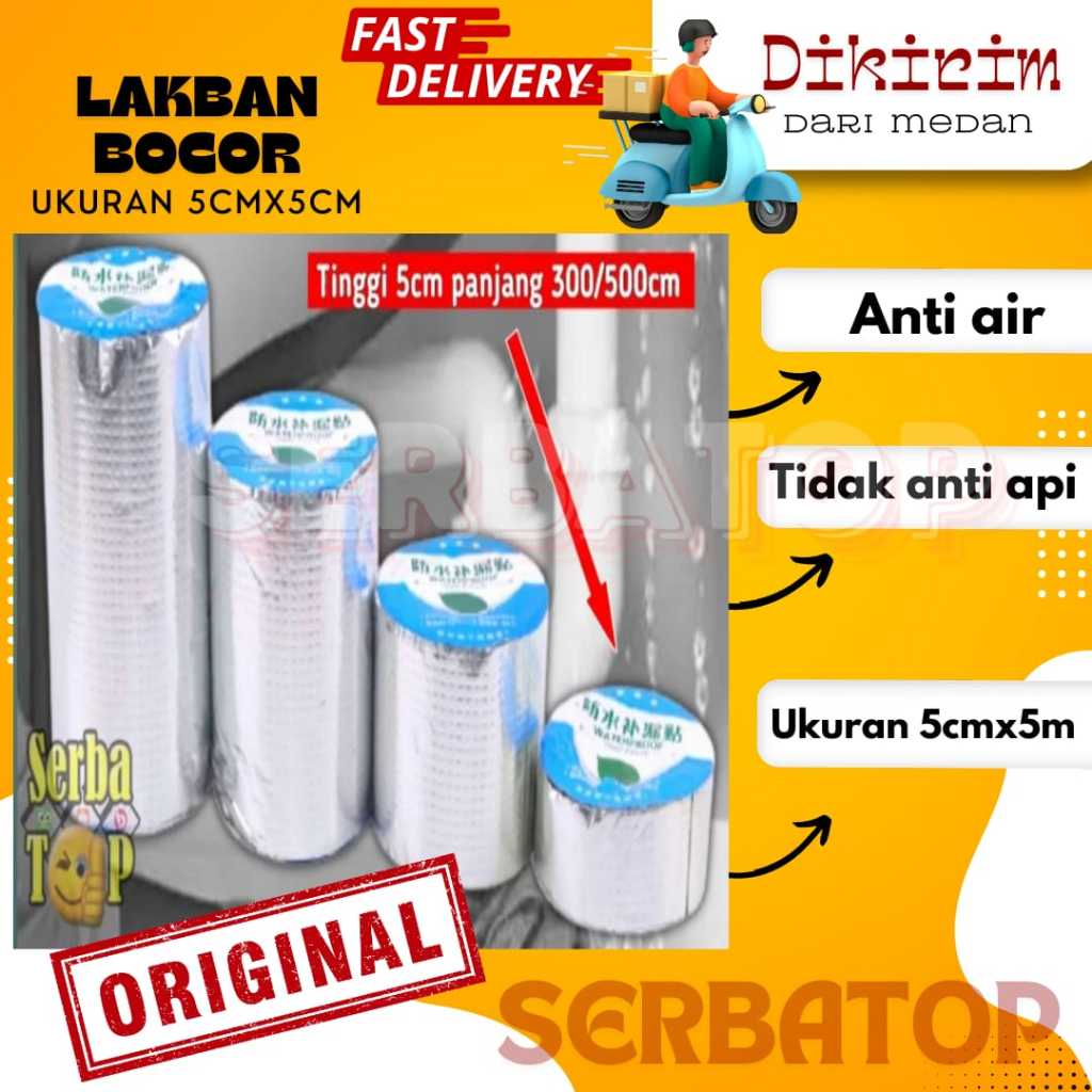 Jual Lakban 5cm x 500cm anti bocor aluminium foil waterproof dan tahan ...