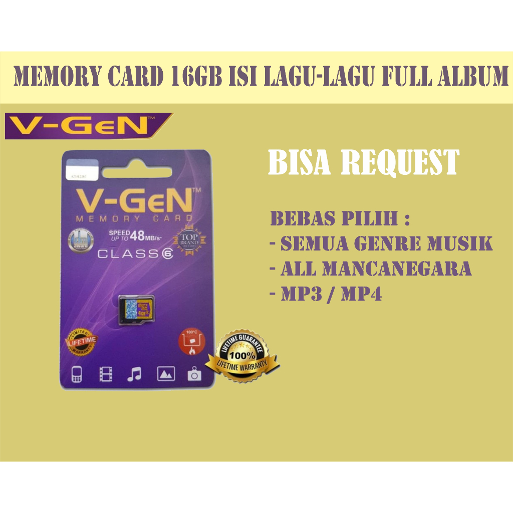 Jual memory card isi Lagu FULL ALBUM merk VGEN kapasitas 16GB | Shopee ...