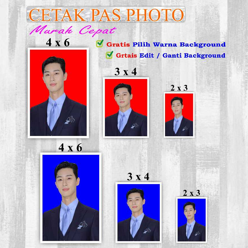 Jual Cetak Pas Foto / Photo 2x3 3x4 4x6 Gratis pilih warna background ...