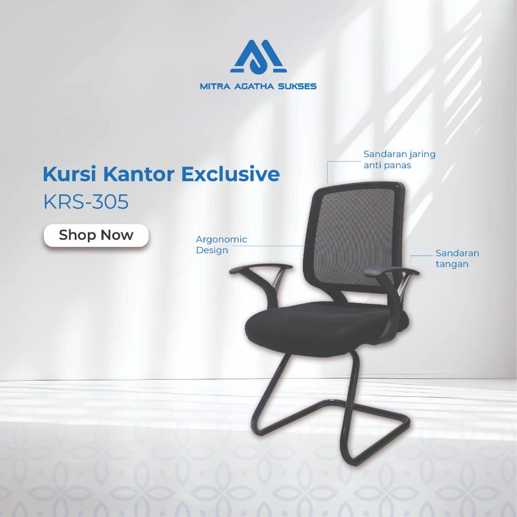 Jual MITRA AGATHA | Kursi Kantor Kaki U / Kursi Mesh / Kursi Staff / BATAM KRS-305 Mesh Hitam ...
