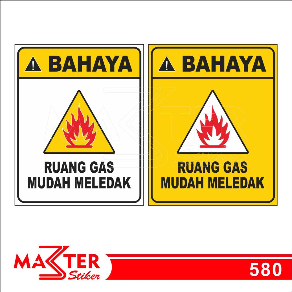 Jual 580 - Stiker Bahaya Ruang Gas Mudah Meledak, Sticker Vinyl, Tahan ...