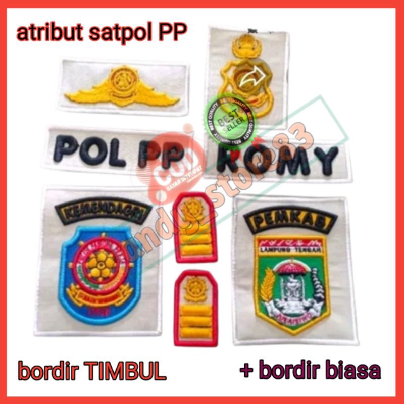 Jual atribut satpol PP model bordir timbul dan biasa/bordir komputer ...