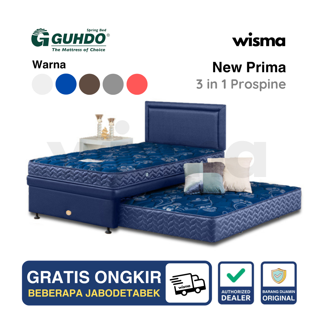 Jual Kasur 3 in 1 Set Guhdo Springbed New Prima Prospine Putih Biru Merah Coklat Abu-Abu 90x200 ...