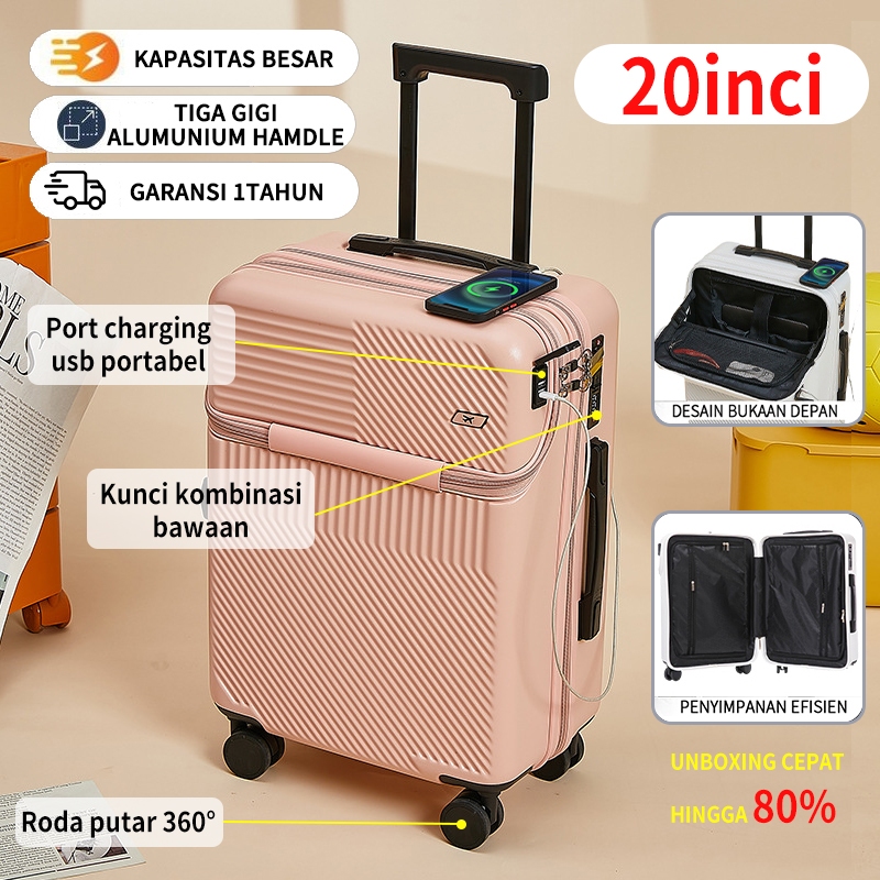 Jual Business Luggage Suitcase Koper Size 20-24 inch USB Charger Koper ...