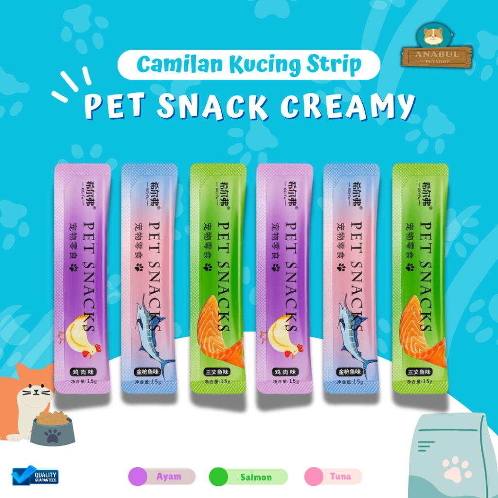 Jual PET SNACK Cemilan Kucing Snack Kucing Strip Cat Snack Creamy ...